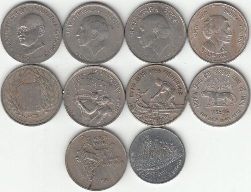 1 Pice of India of 1950 to 1955 Six Different Years Coins Set | RN Coins